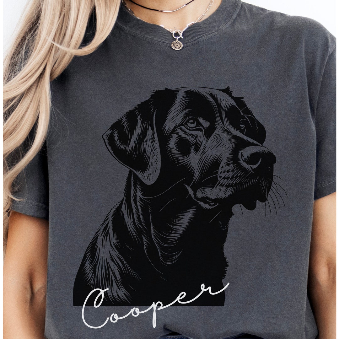 Black Labrador Shirt, Custom Black Lab Dog Name Comfort Colors Shirt ...
