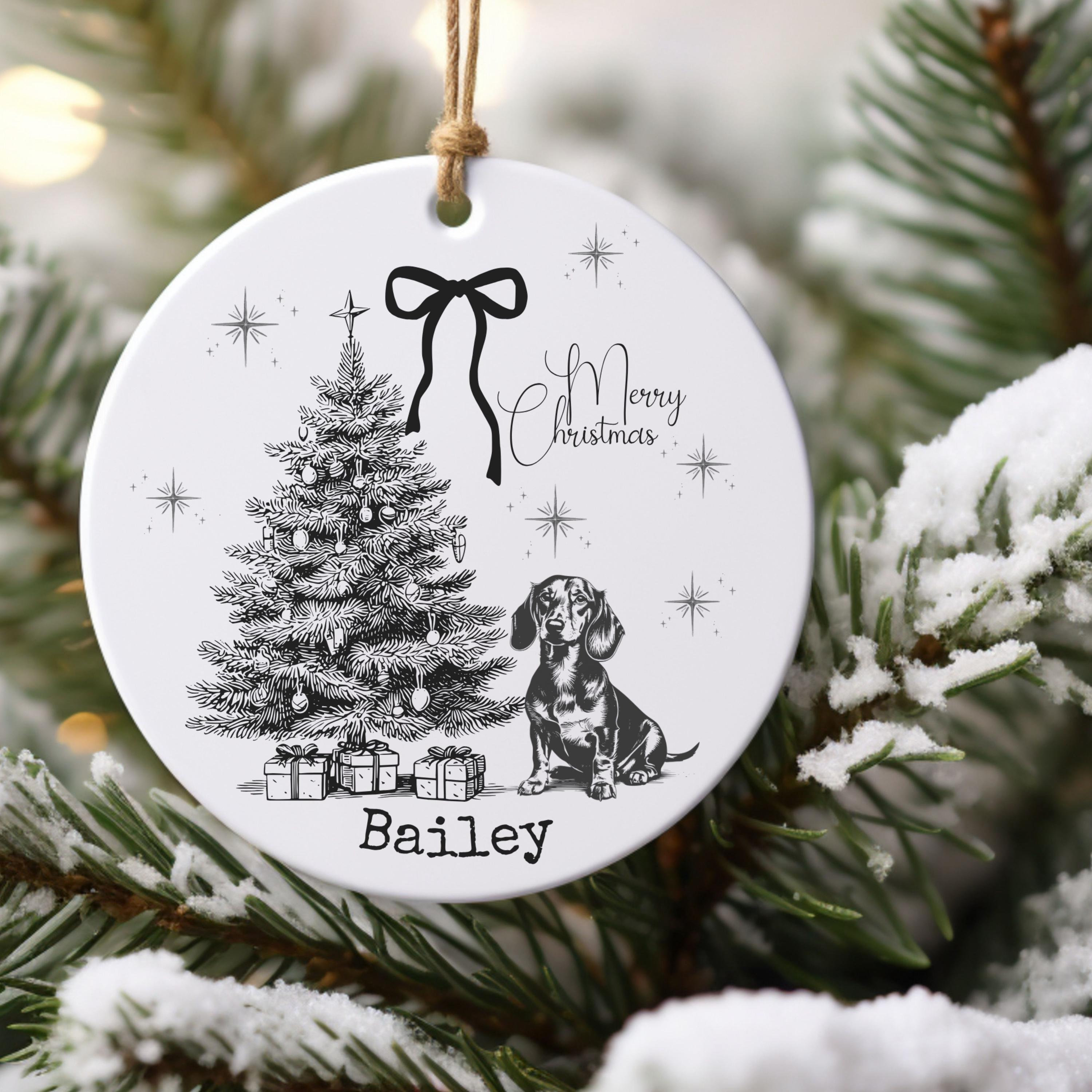 Dachshund Christmas Ornament, Custom Weiner Name Tree Decoration ...