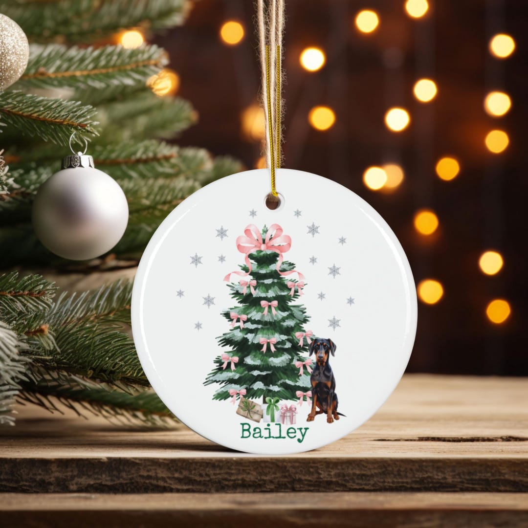 Doberman Christmas Ornament, Custom Doberman Pinscher Name Tree ...