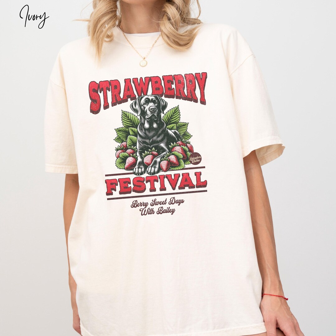 Black Labrador Shirt, Black Lab Dog Personalized Strawberry Festival ...