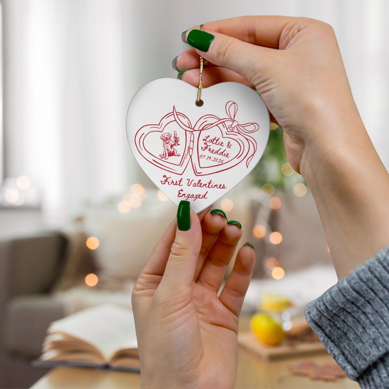 First Valentines Engaged Ornament, Labrador Retriever Valentine ...