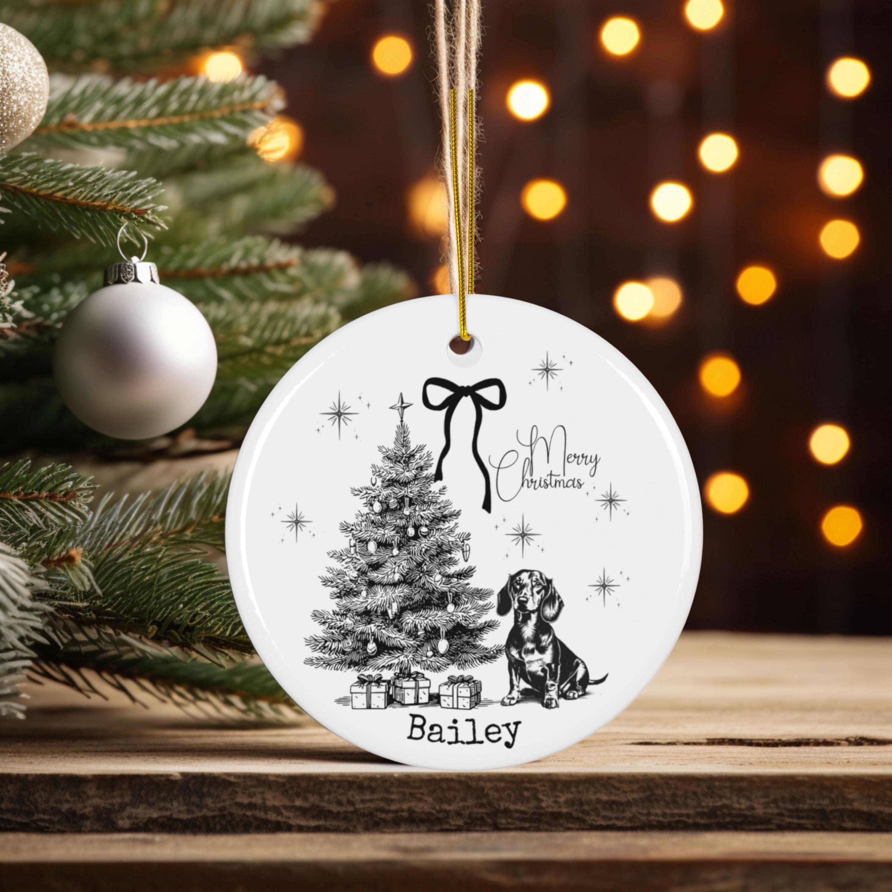 Dachshund Christmas Ornament, Custom Weiner Name Tree Decoration ...