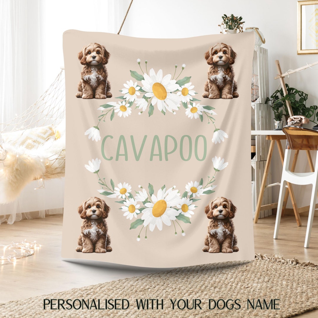 Personalized Cavapoo Dog Blanket, Custom Name Cavapoo Blanket, Plush ...