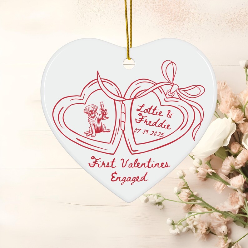 First Valentines Engaged Ornament, Labrador Retriever Valentine ...