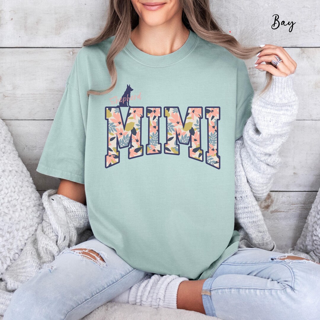 Mimi German Shepherd T-shirt, Floral Mimi Gift Shirt for Shepherd Lover ...