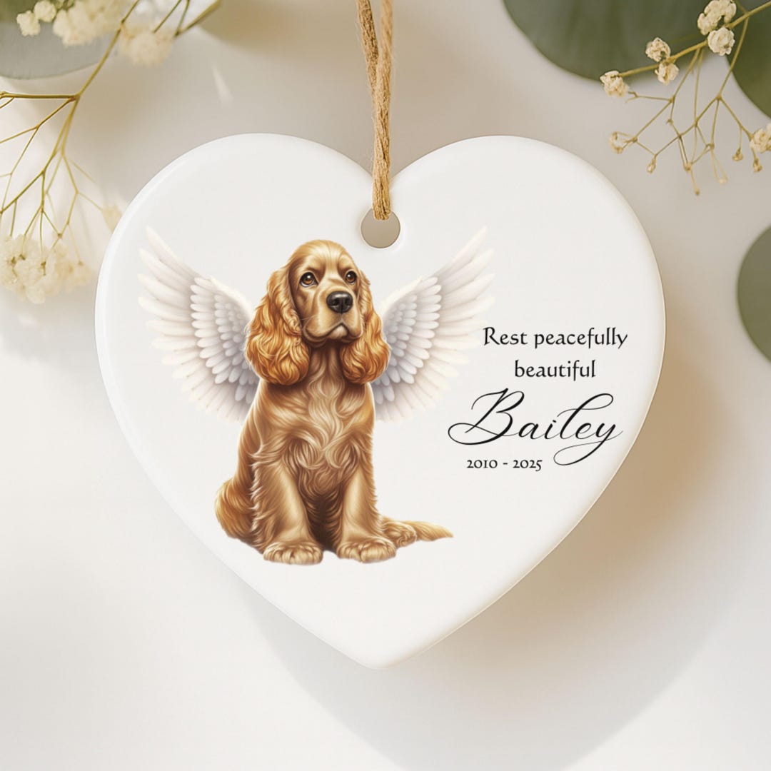 Cocker Spaniel Angel Pet Memorial Ornament, Custom Dog Name Sympathy ...