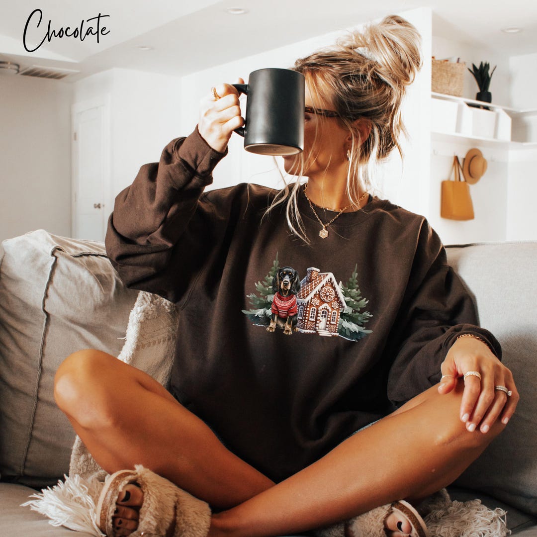 Cocker Spaniel Sweatshirt, Black Cocker Spaniel Christmas Gingerbread ...