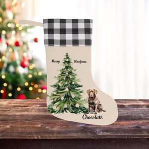 Personalized Chocolate Labrador Dog Christmas Stocking, Custom Pet Name ...