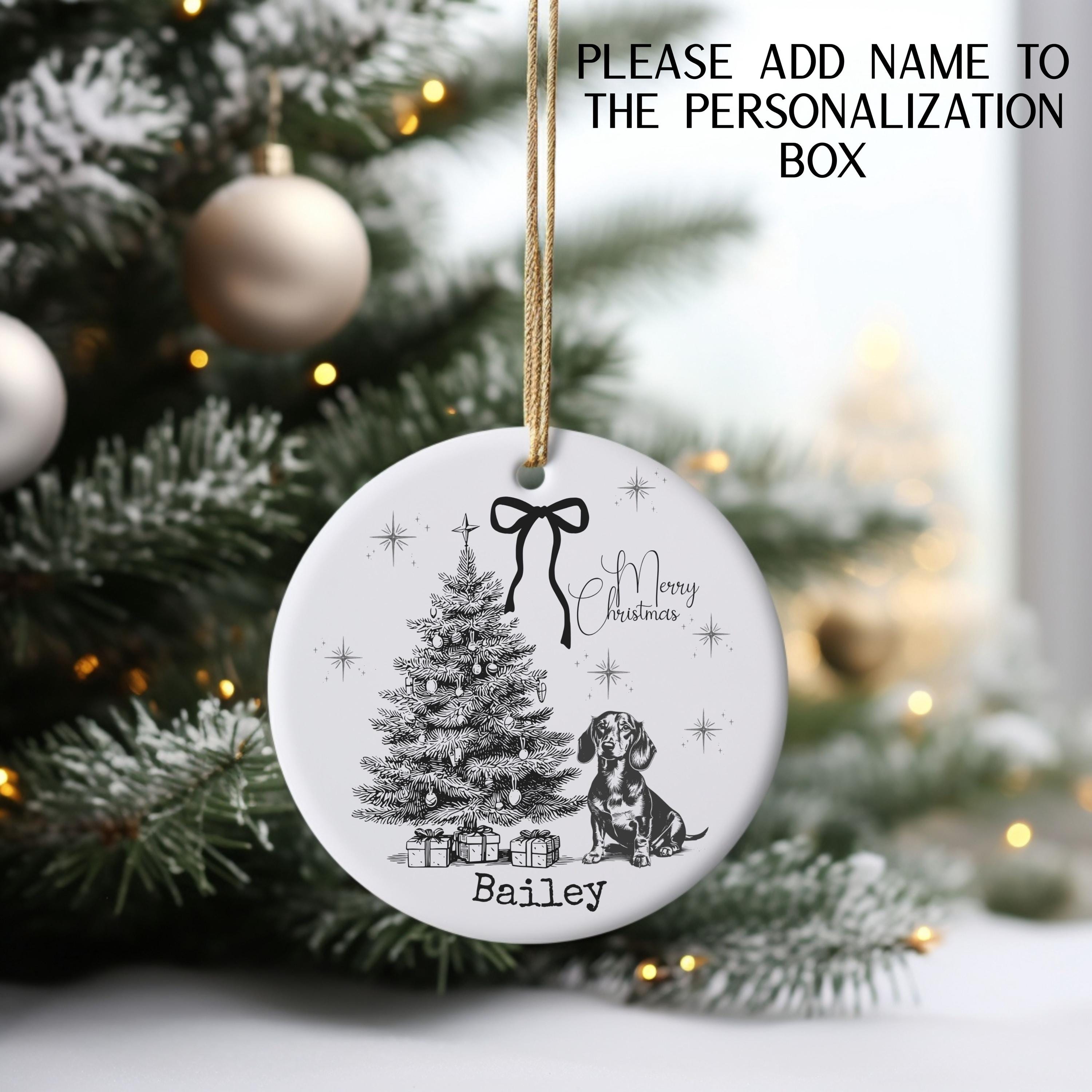 Dachshund Christmas Ornament, Custom Weiner Name Tree Decoration ...