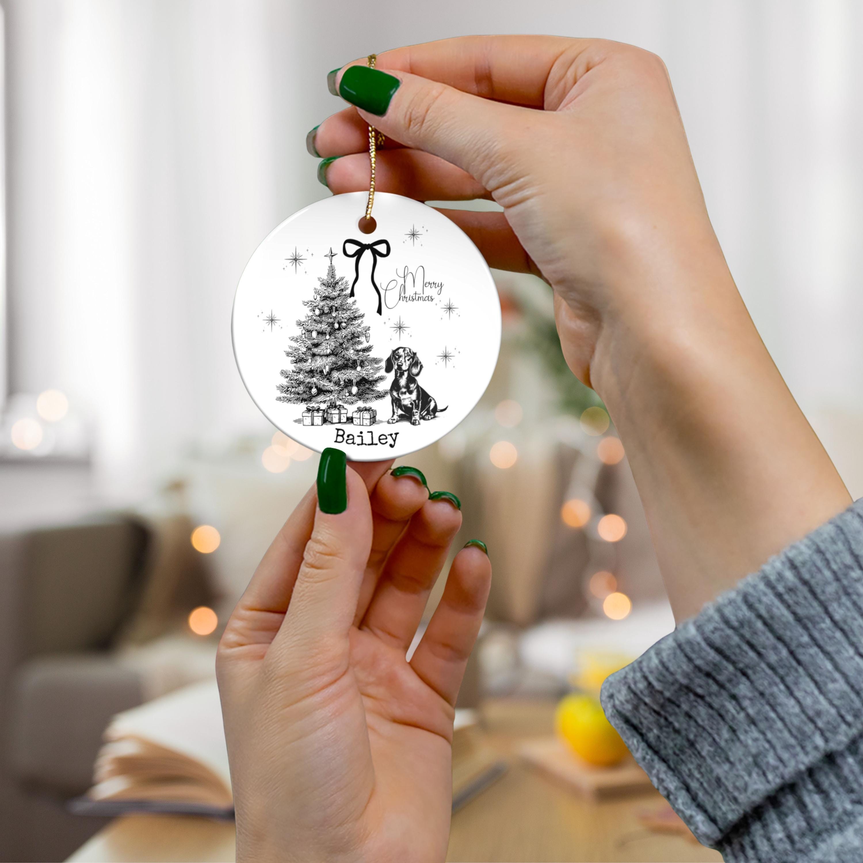 Dachshund Christmas Ornament, Custom Weiner Name Tree Decoration ...