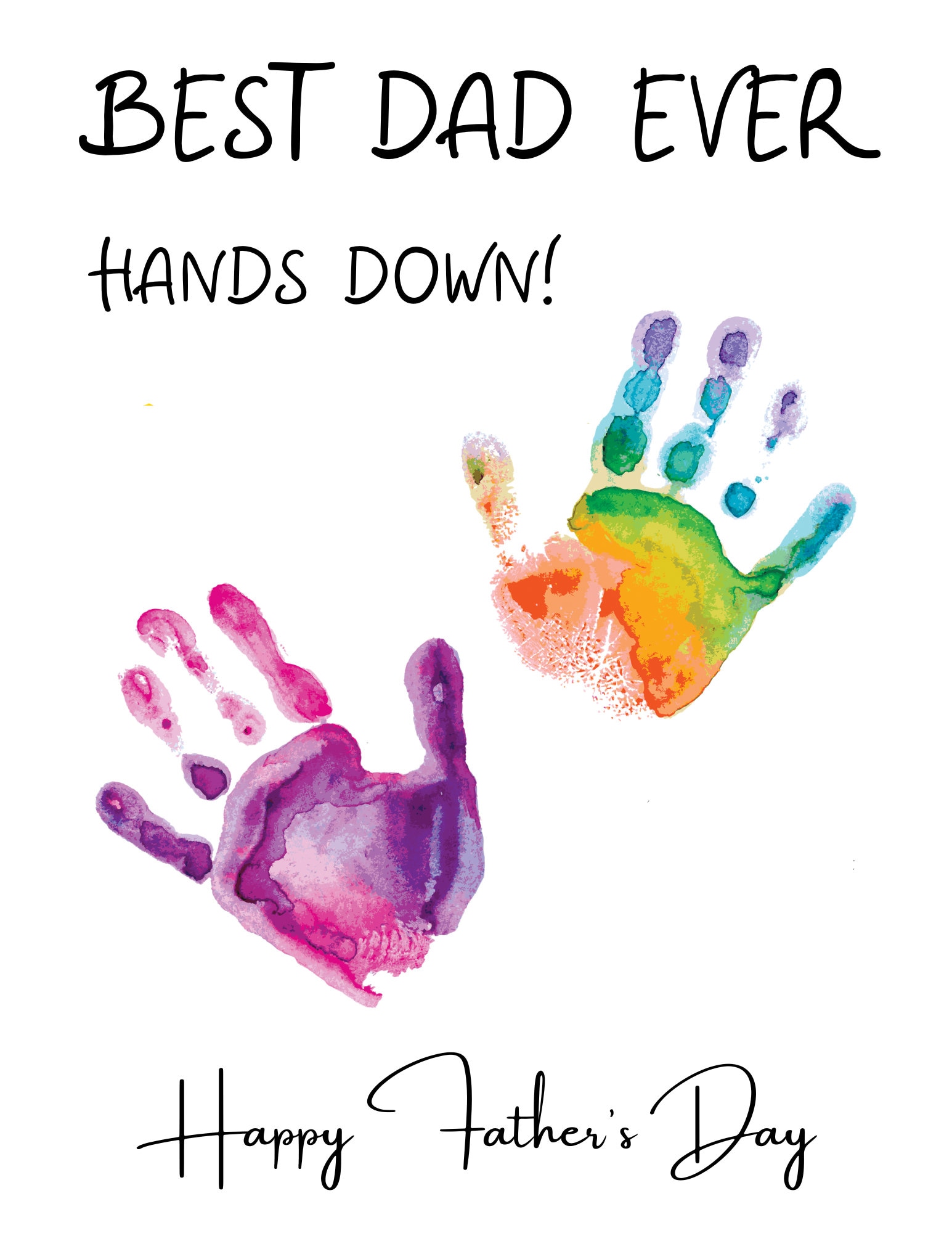 Custom Fathers Day Gift From Kids DIY Handprint Card Personalized Gift ...