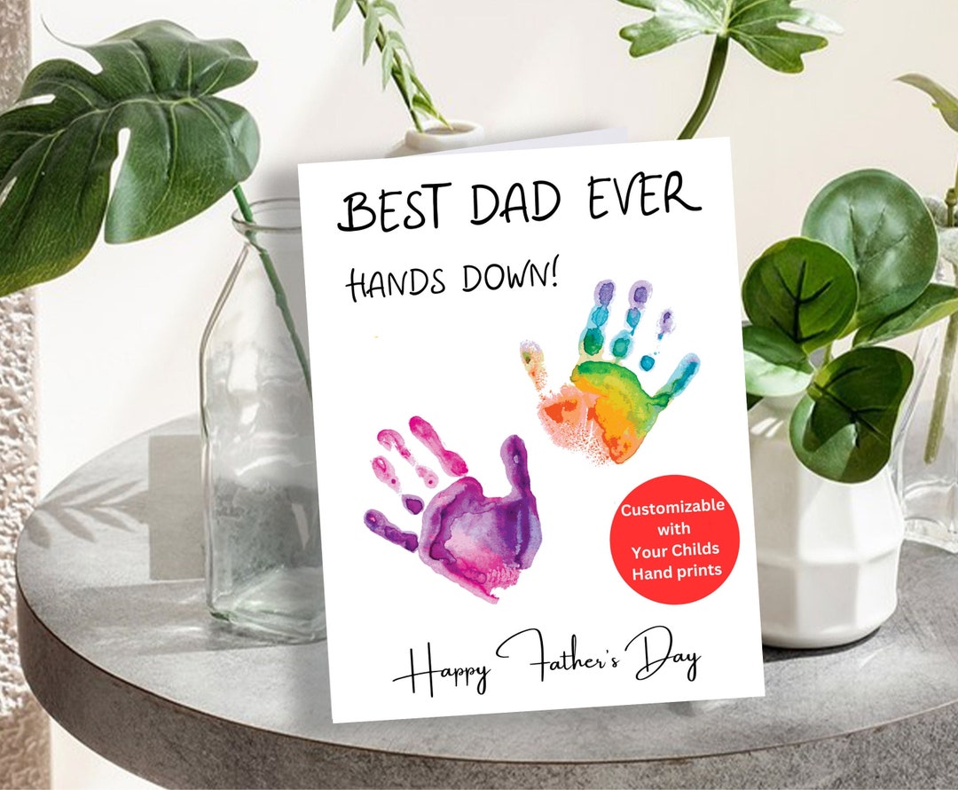 Custom Fathers Day Gift From Kids DIY Handprint Card Personalized Gift ...