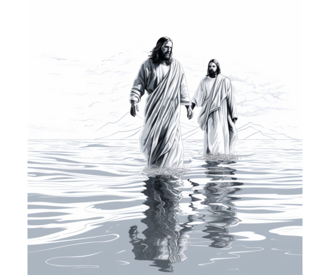 Walking on Water Peter and Jesus DIGITAL PRINT Jesus Art Bible Art WALL ...