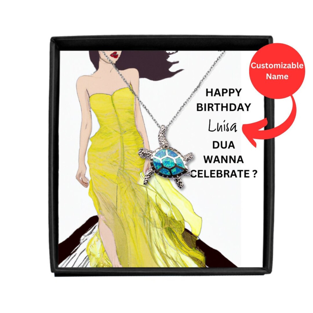 Dua Lipa Jewelry Birthday Card With Turtle Pendant Birthday Card Funny ...