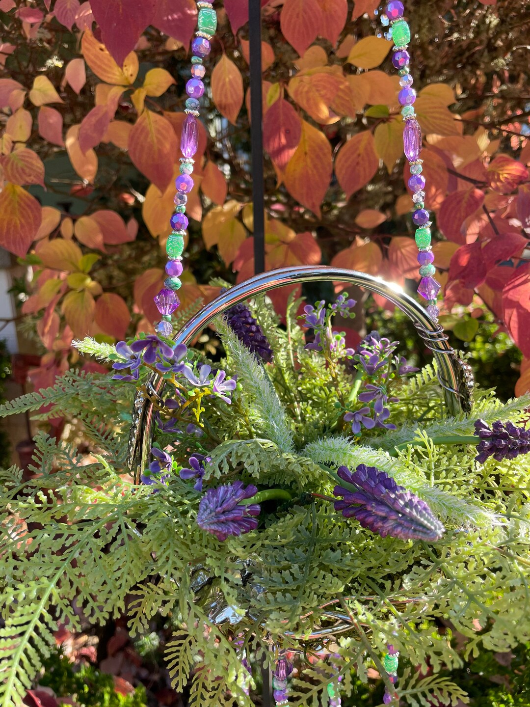 Silver-plated Basket With Purple Flowers Wind Chime - Etsy