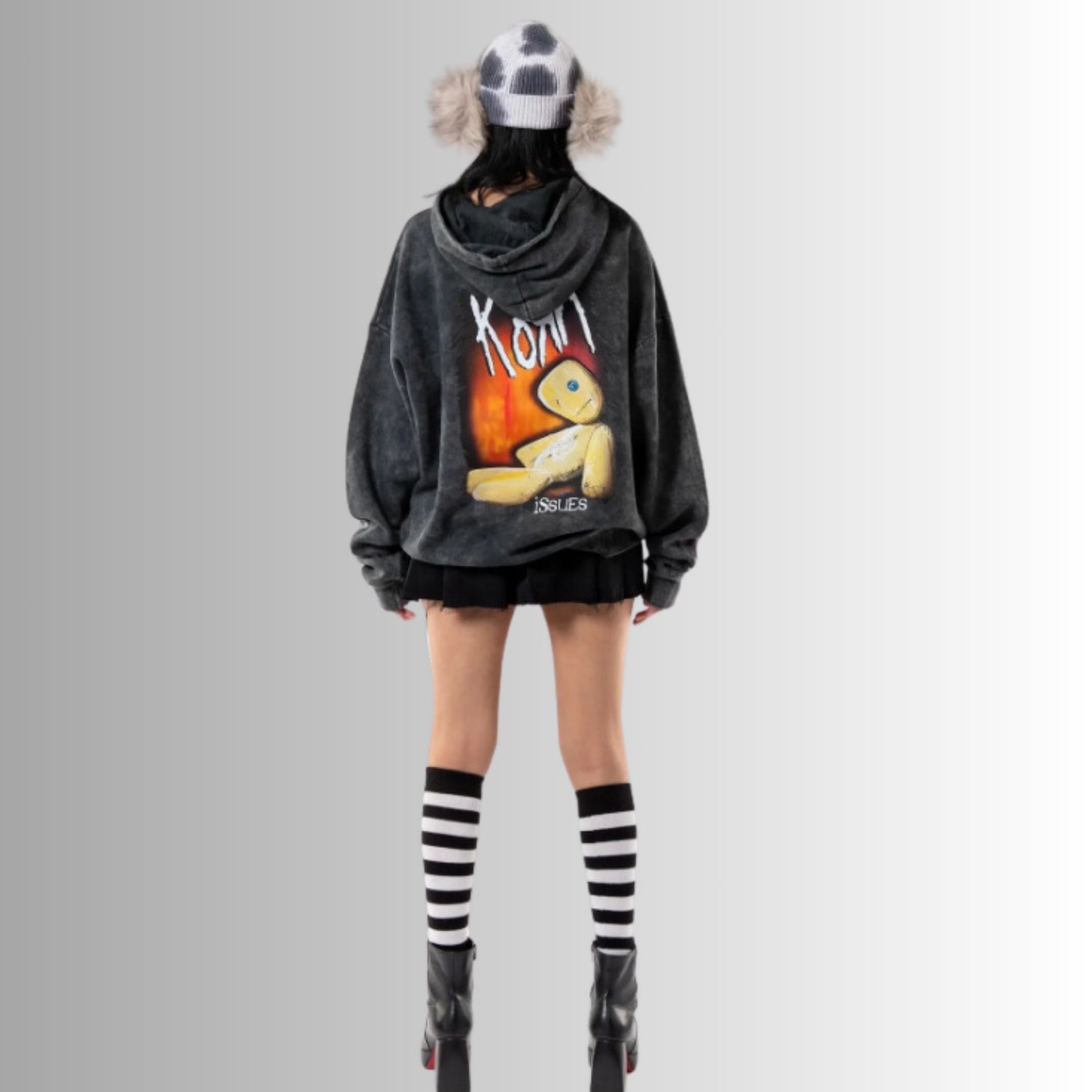 Korn Band Hoodie Vintage Inspired, Washed Black, Soft Cotton Unisex ...