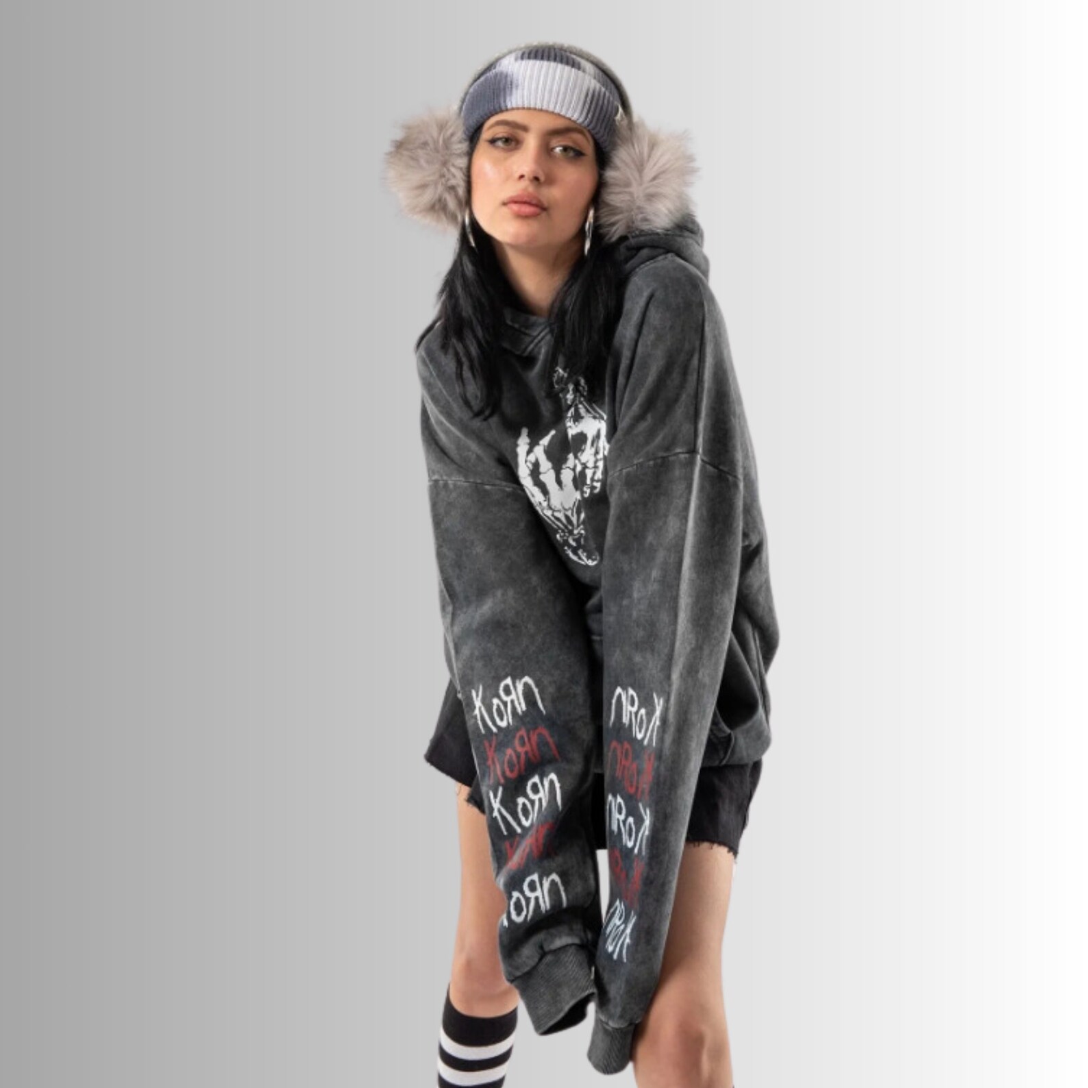Korn Band Hoodie Vintage Inspired, Washed Black, Soft Cotton Unisex ...
