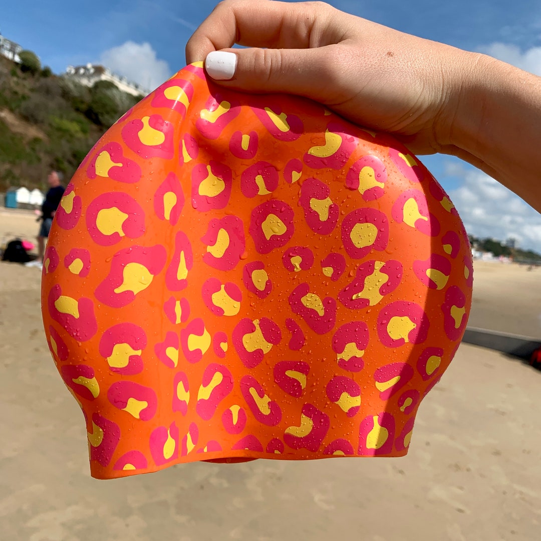 Ladies Premium Silicone Scorpia Salsa bright Orange Swim Cap Great for ...