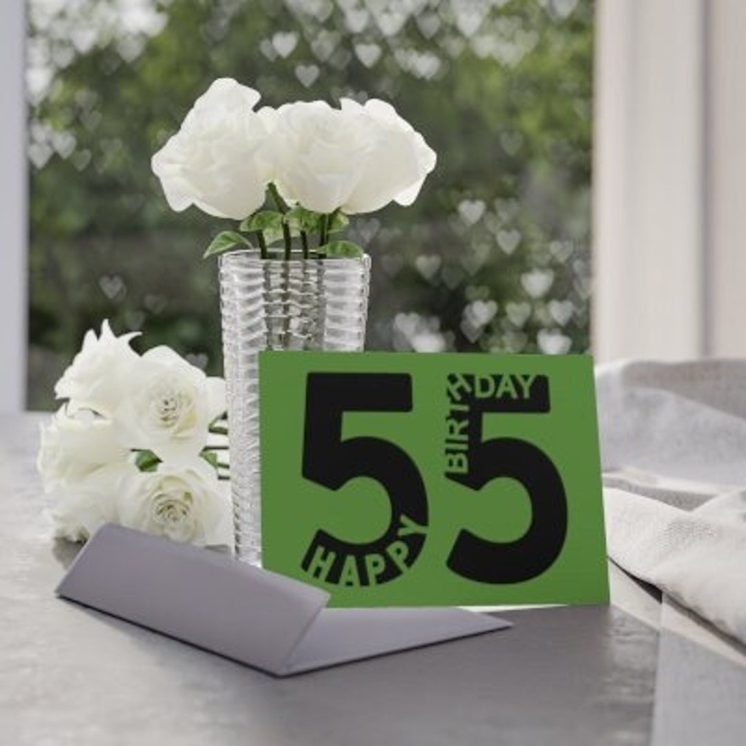 55th Birthday Card SVG Happy Birthday Cutting File Cricut - Etsy