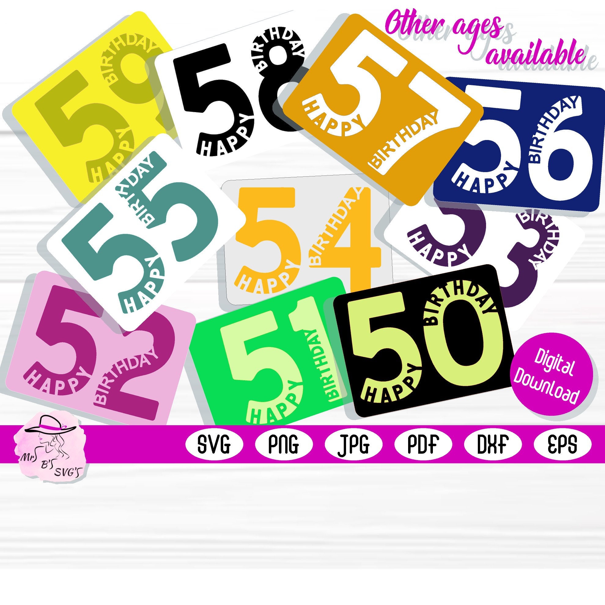 51st Birthday Card Svg Happy Birthday Cutting File Cricut Etsy