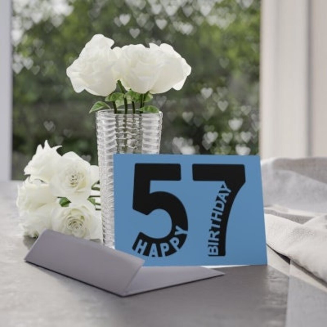 57th Birthday Card SVG, Happy Birthday Cutting File, Cricut Projects ...