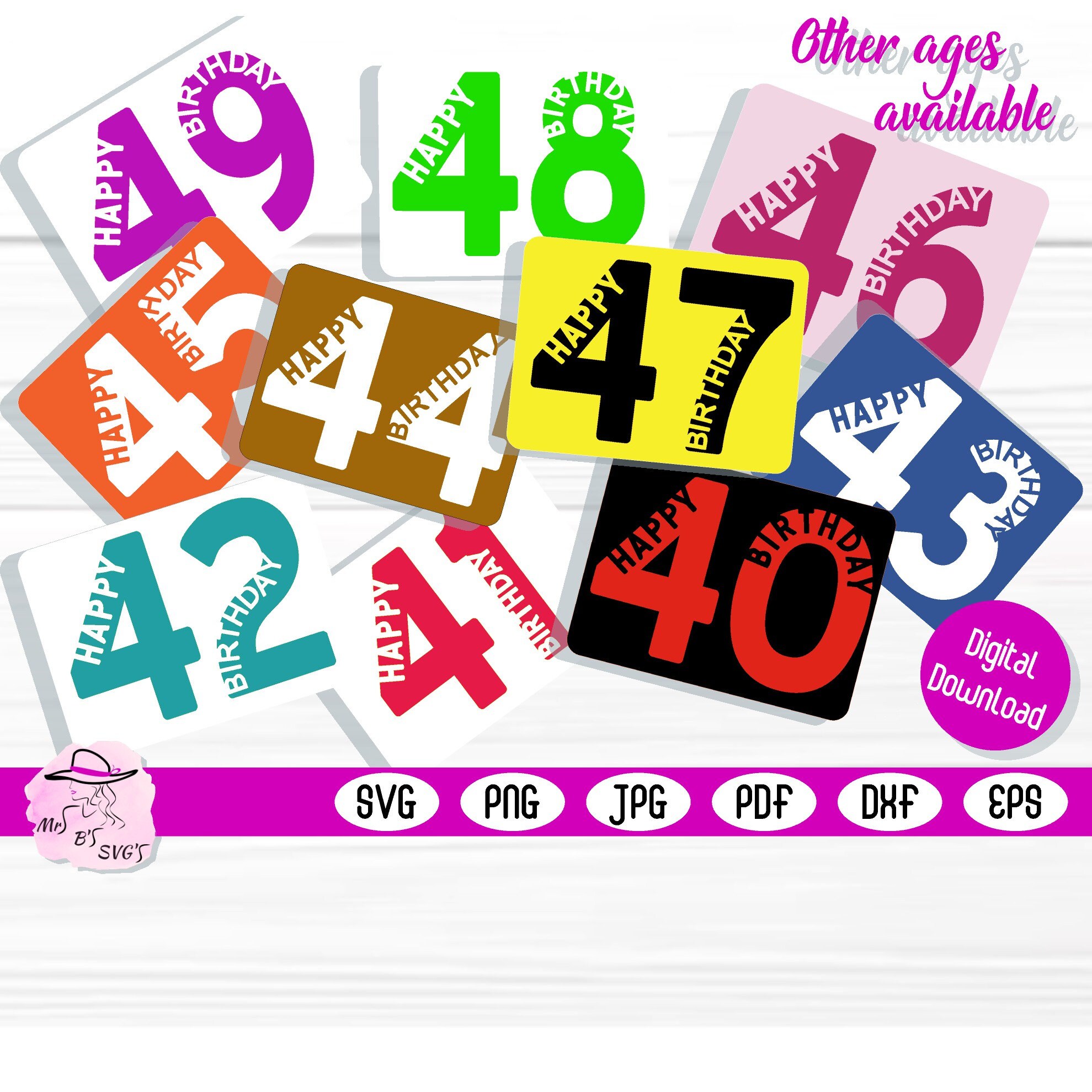 49th Birthday Card SVG Happy Birthday Cutting File Cricut - Etsy