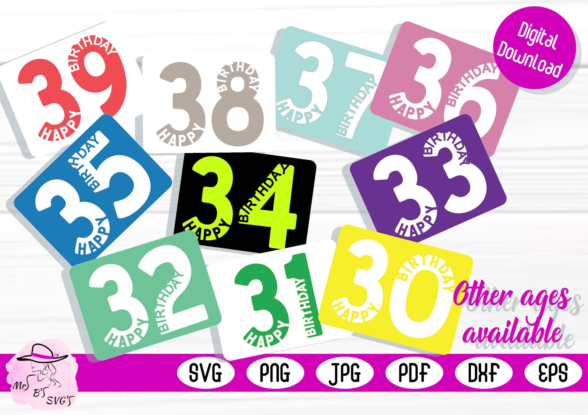 30th Birthday Card SVG, Happy Birthday Cutting File, Cricut Projects ...