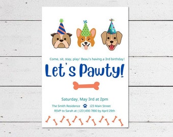 Pet Party Editable Template, Custom Dog Birthday Invitation, Barkday ...