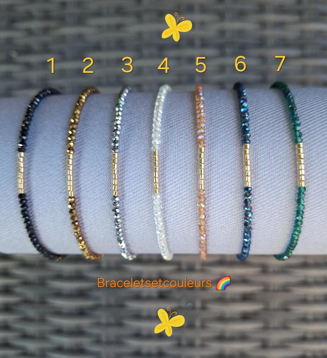 Extra Thin, Shiny, Minimalist Bracelets, Made of Mini Faceted Glass ...