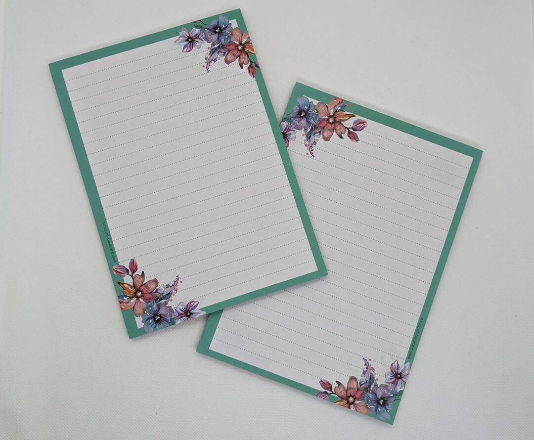 Letter Paper Pad A5 Printed on Both Sides and Lined blossoms, Motif ...