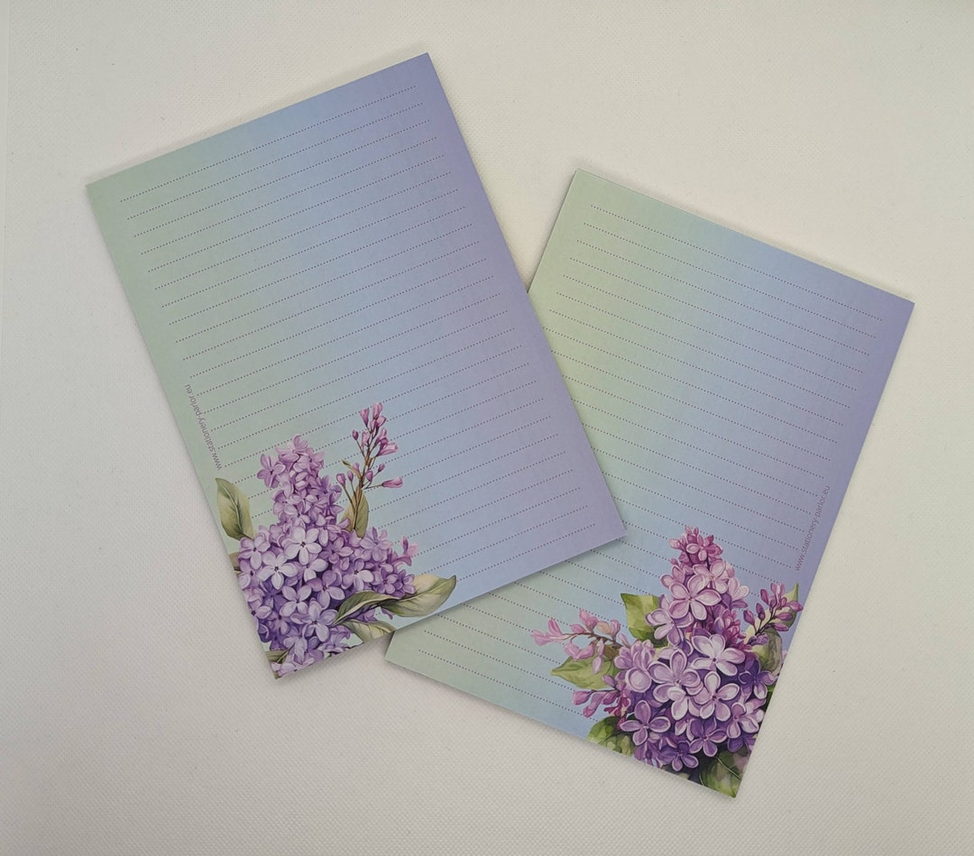 Writing Paper Pad A5 Printed on Both Sides and Lined "lilac", Motif ...