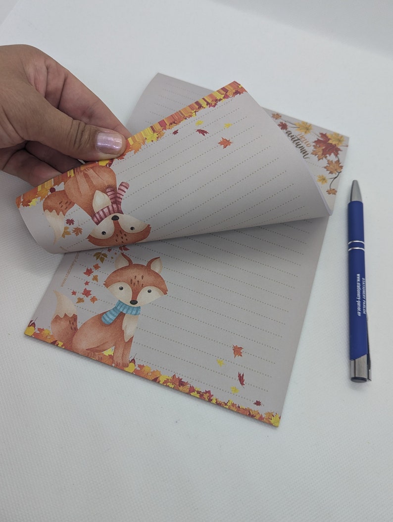 Letter Paper Pad A5, Printed and Lined on Both Sides, "fox", Motif ...
