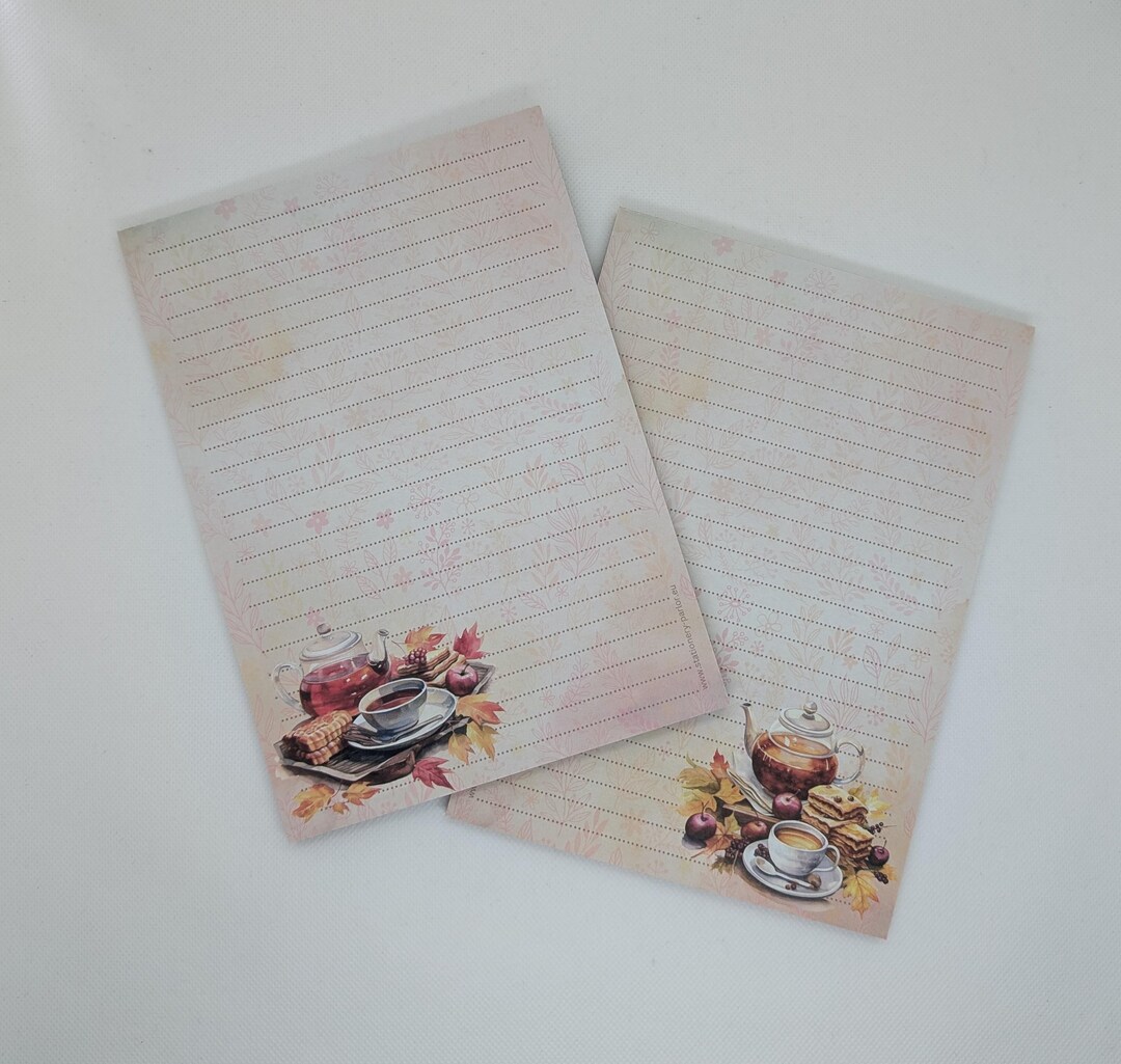 Writing Paper Block A5 Printed on Both Sides and Lined "autumn Tea ...