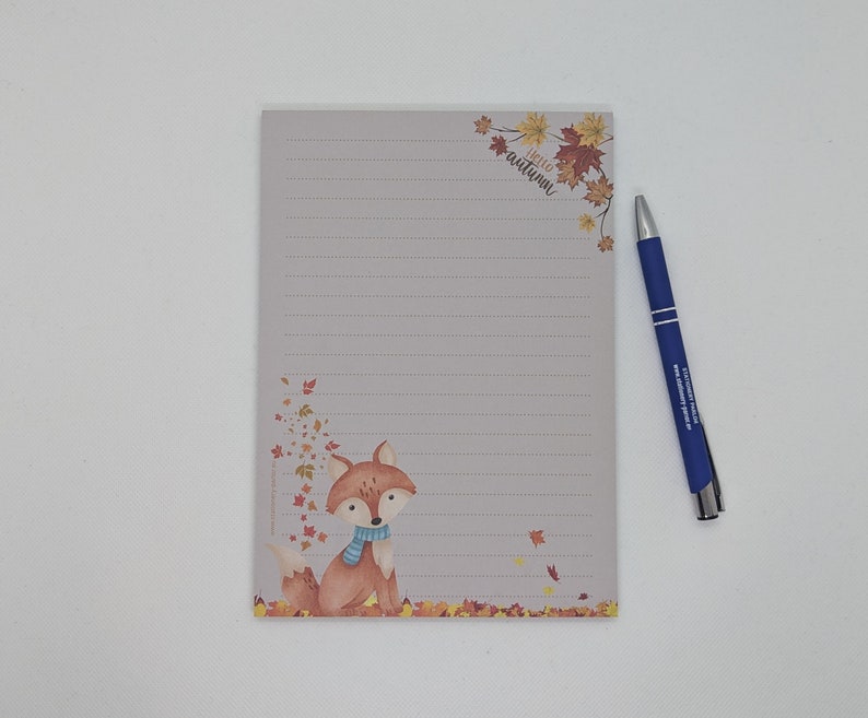 Letter Paper Pad A5, Printed and Lined on Both Sides, "fox", Motif ...