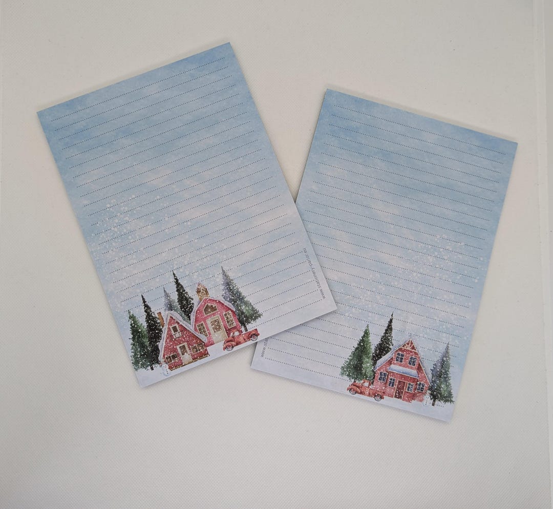 Writing Paper Pad A5 Printed on Both Sides and Lined winter Houses ...