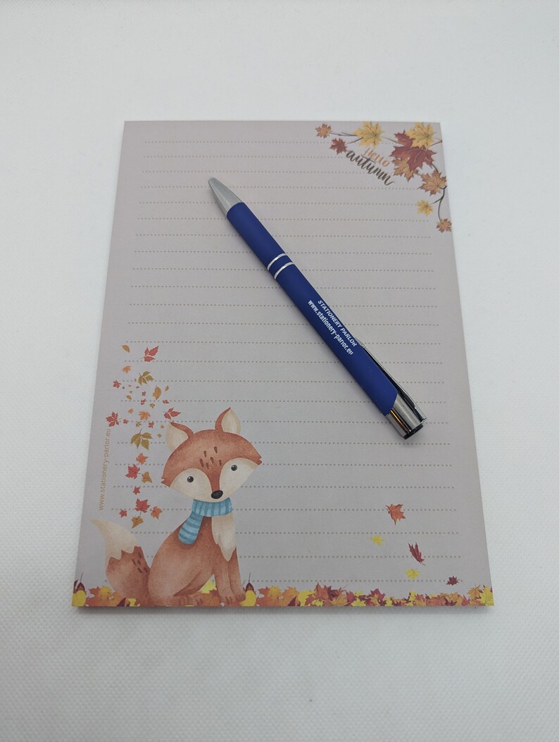 Letter Paper Pad A5, Printed and Lined on Both Sides, "fox", Motif ...