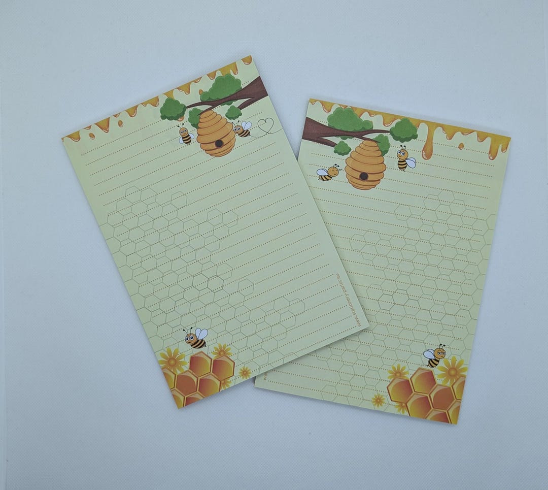 Writing Paper Block A5 Printed on Both Sides and Lined "bees", Notepad ...