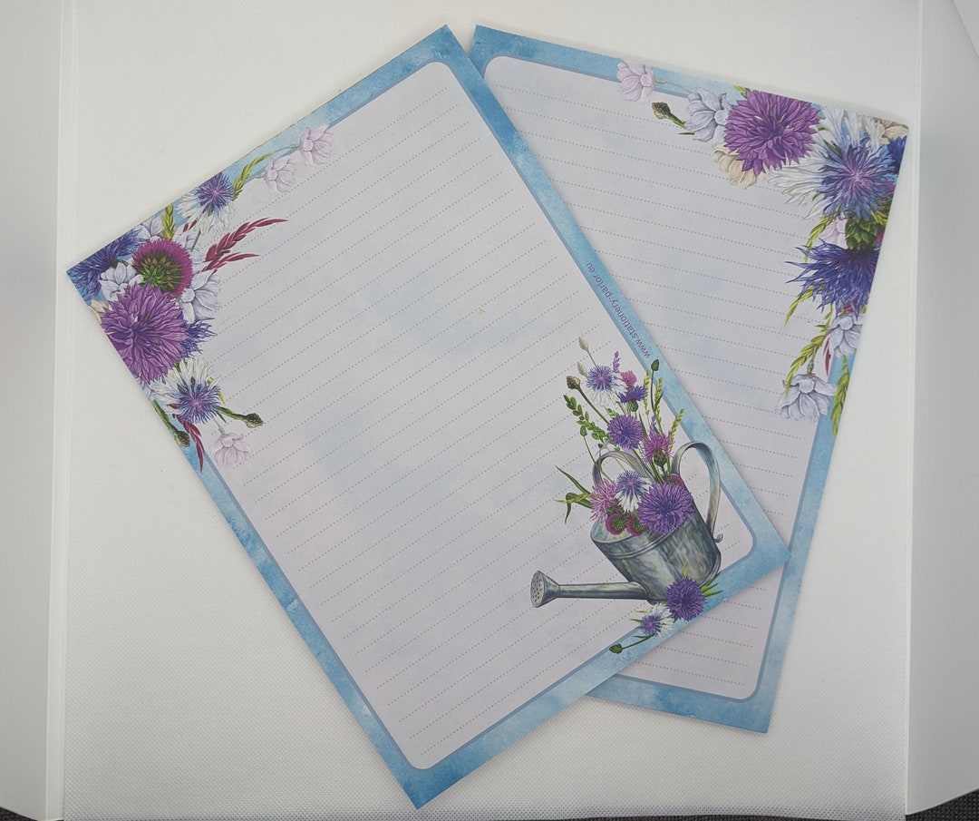 Writing Paper Pad A4 Printed and Lined on Both Sides cornflowers, 50 ...