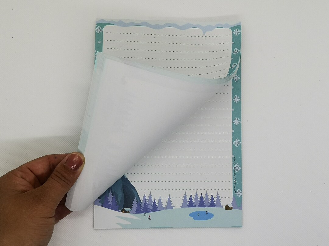 Writing Paper Block A5 Printed on One Side and Lined winter Landscape ...