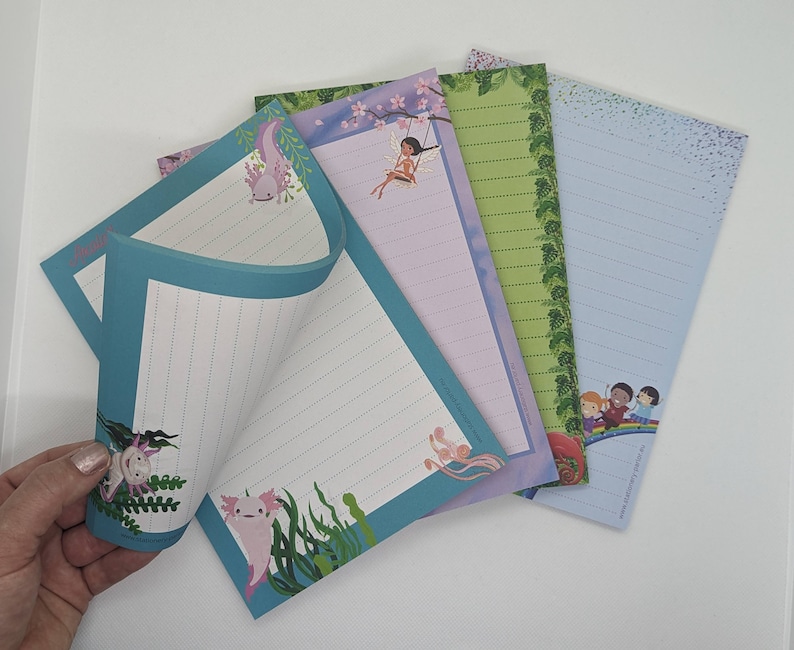 Set of 4 children's Stationery Pads A5, Printed and Lined on Both Sides, Notepad, Writing Pad ...