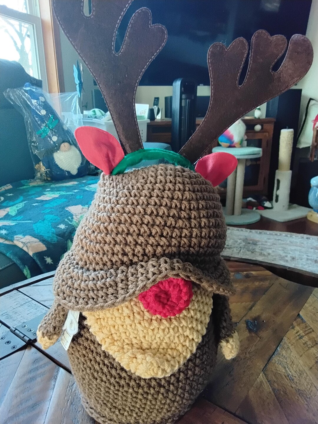 Crocheted Rudolph Reindeer Gnome With Antlers - Etsy
