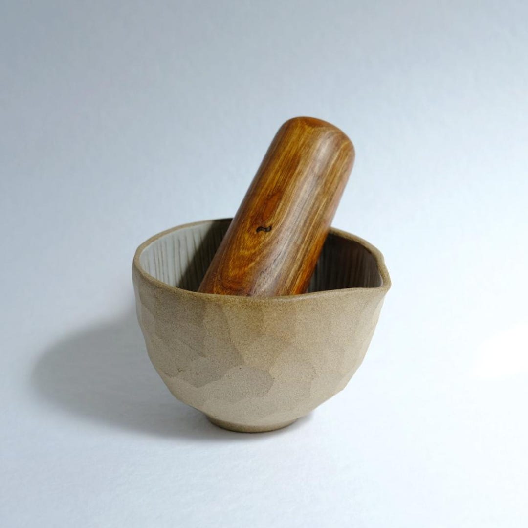 Mini Suribachi (grinding-bowl) With Surikogi (wooden Mortar) by O Joao Wood Craft - Etsy