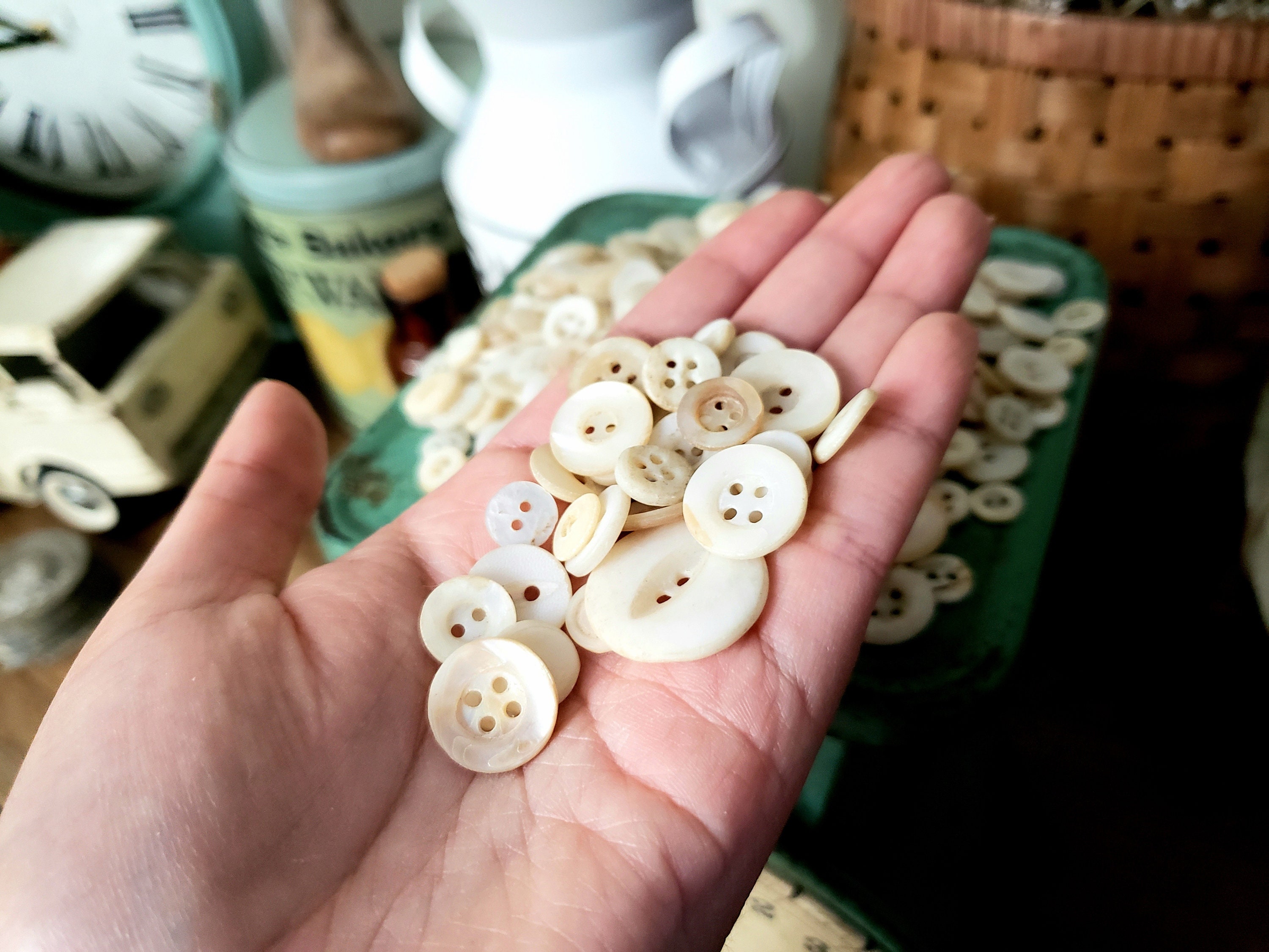 Vintage Mother of Pearl White Buttons, Pearl Shell Buttons Perfect for ...