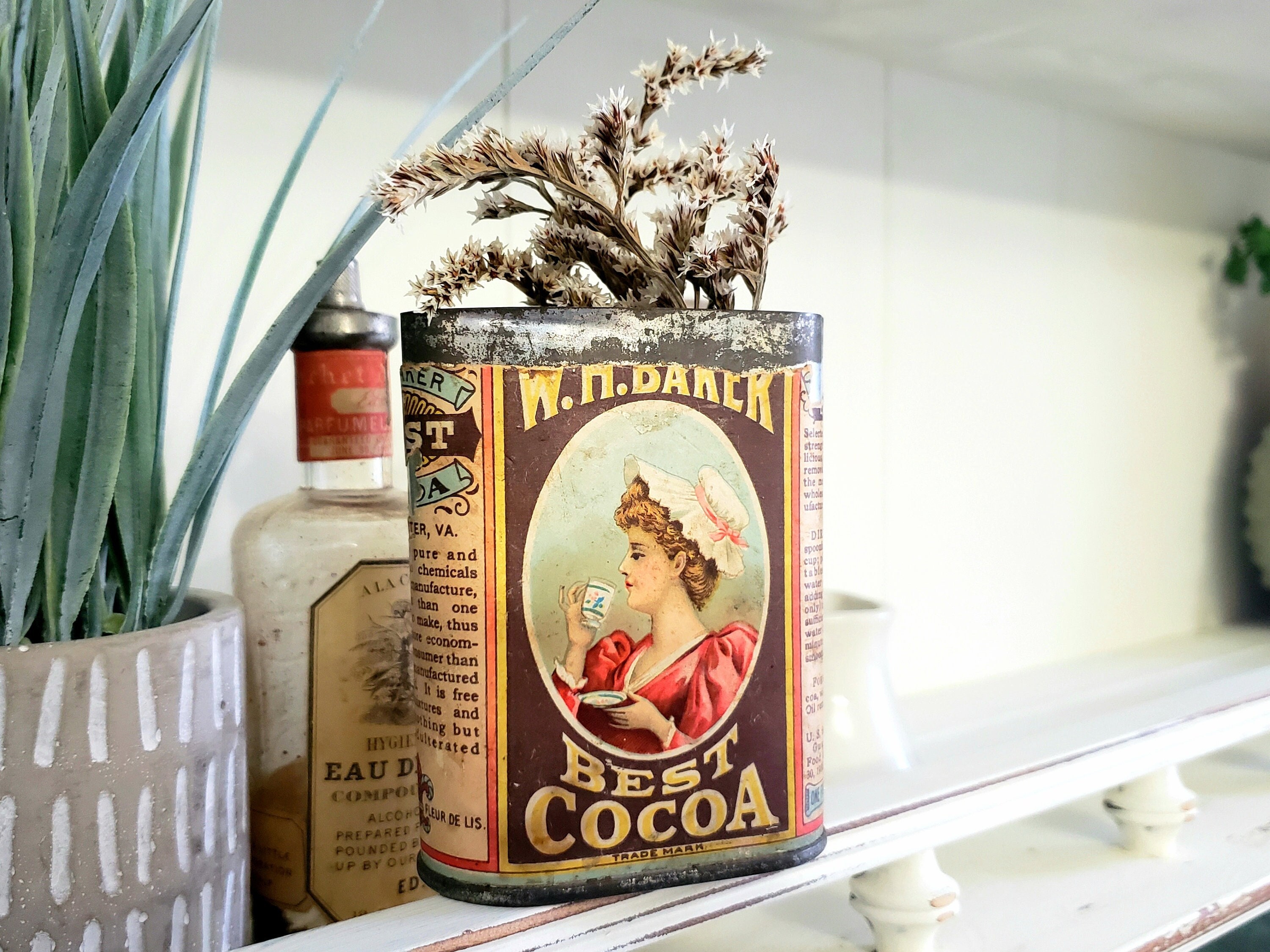 Antique 1900s W. H. Baker Best Cocoa Tin Can From Red Hook, New York ...