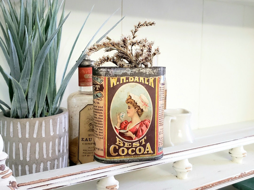Antique 1900s W. H. Baker Best Cocoa Tin Can From Red Hook, New York ...