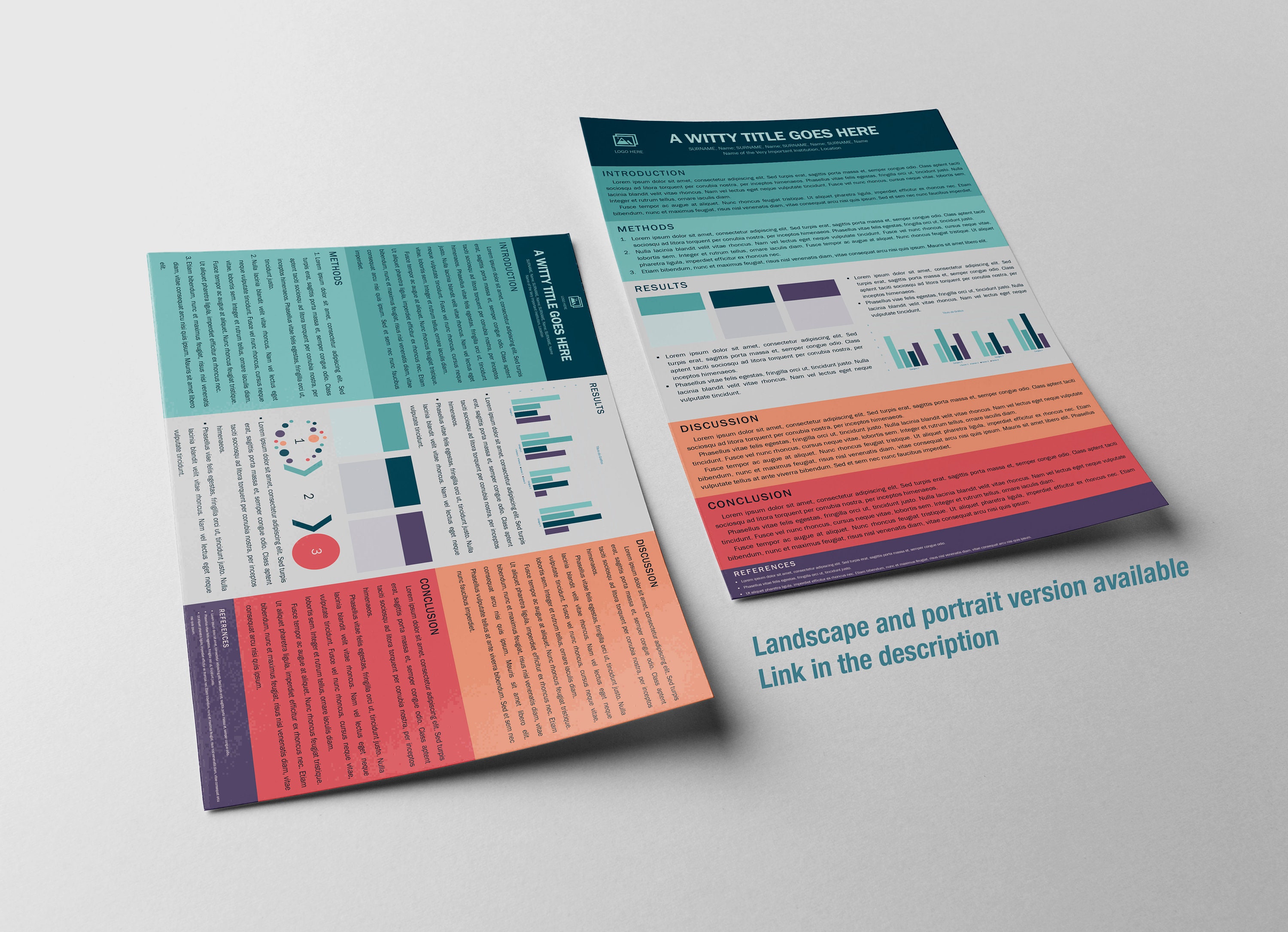 Scientific Poster Template in Powerpoint | Sunset | Academic or ...