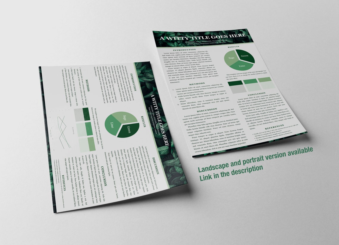Scientific Poster Template in Powerpoint Green Leaves Academic Research ...
