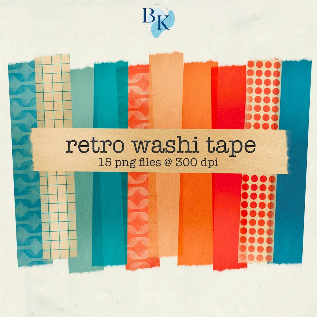 Retro Digital Washi Tape | Clipart Stickers for Digital Planner ...