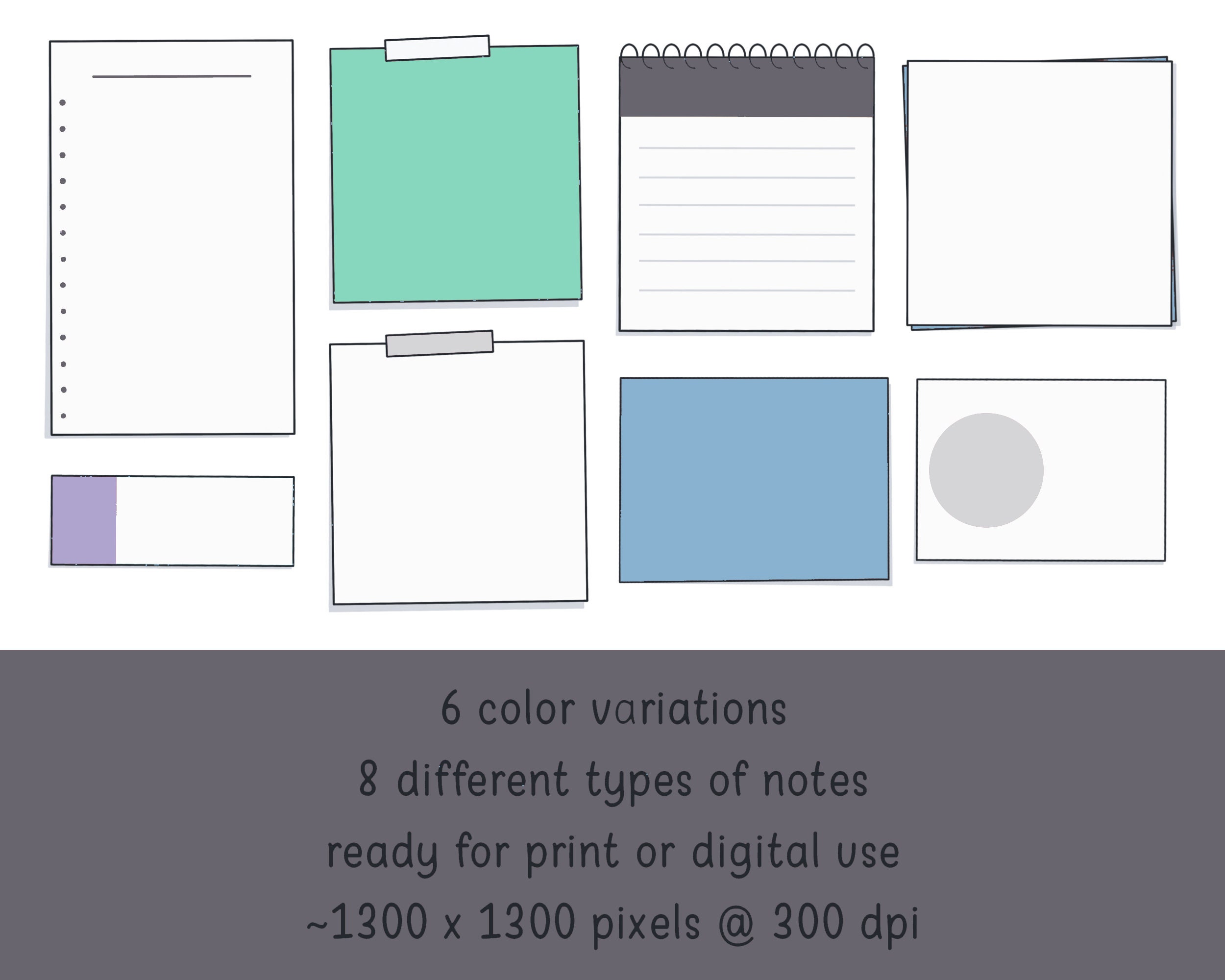 Minimalist Sticky Notes | Clipart Stickers | Winter Edition - Etsy