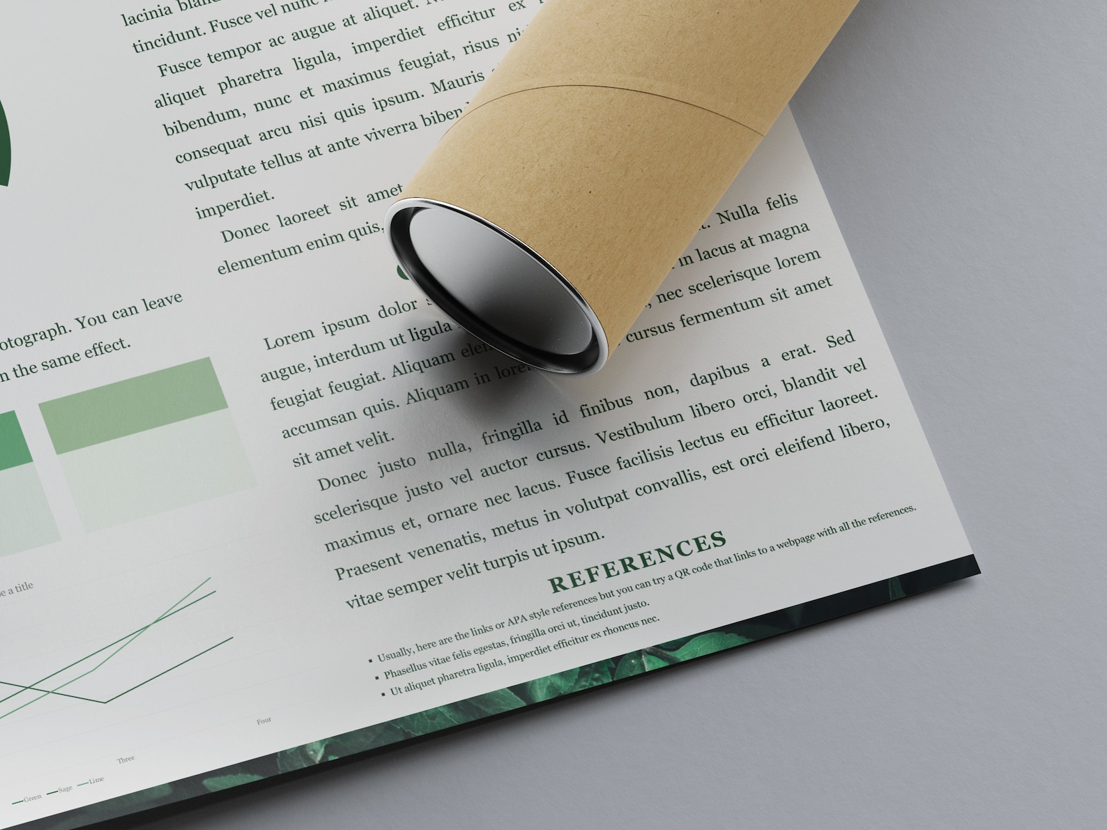 Scientific Poster Template in Powerpoint | Green Leaves | Academic ...